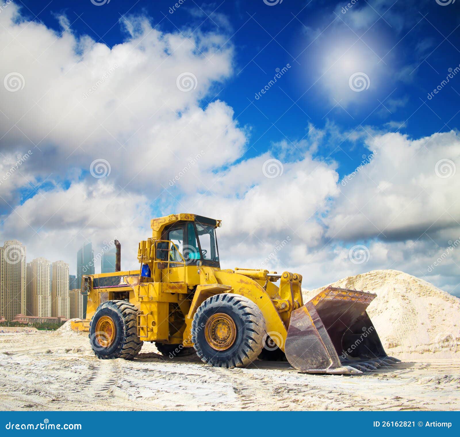 Construction Tractor in Dubai Stock Image - Image of excavating, ground ...