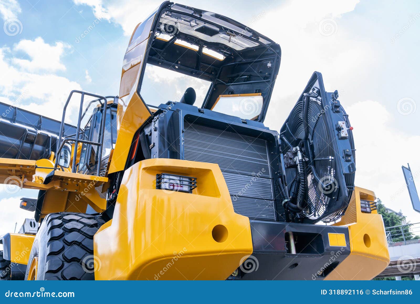 Construction Tractor with Open Hood Stock Photo - Image of transport ...