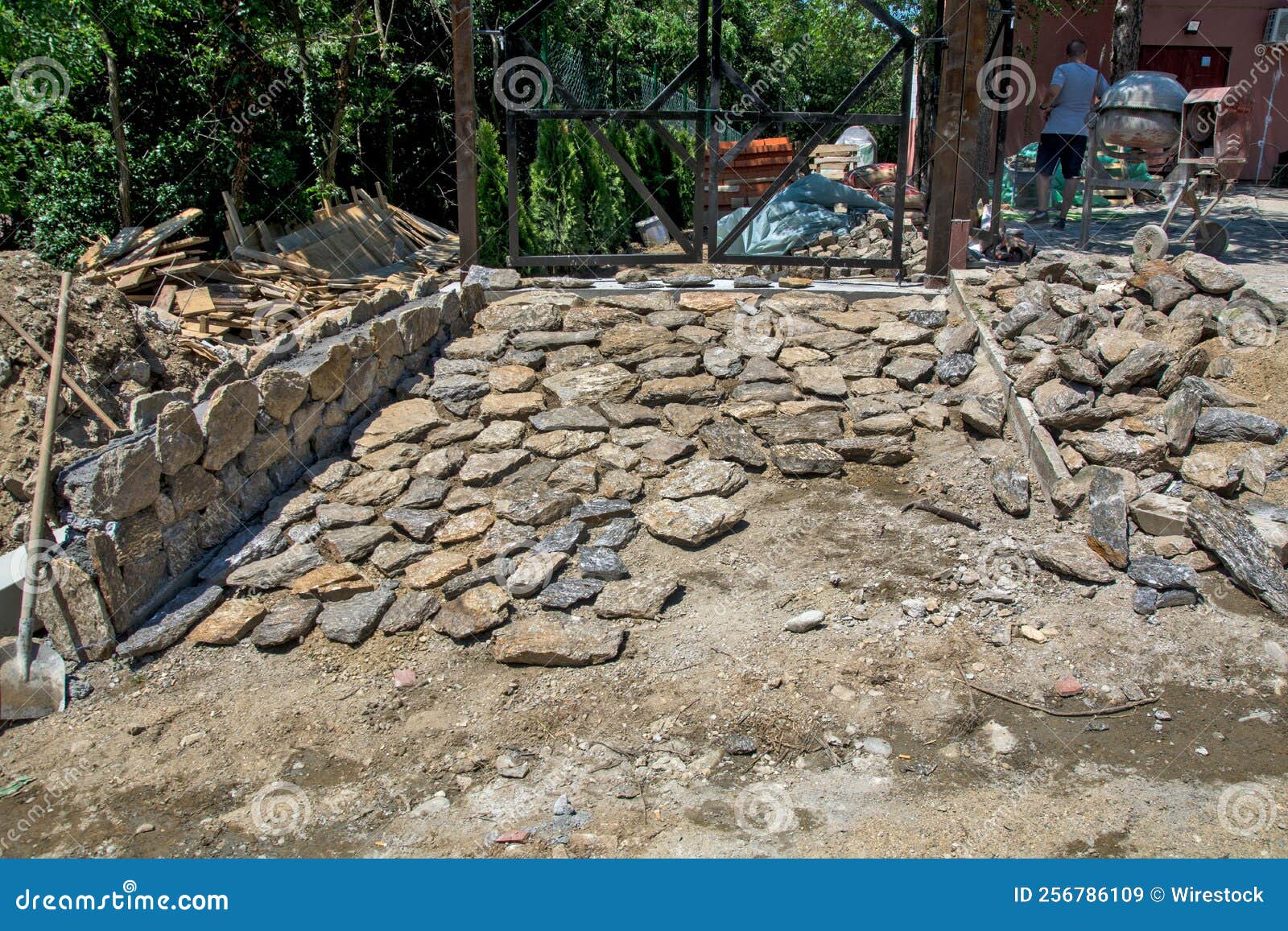 Construction of the Traditional Strong and Solid Stone Entrance To the ...