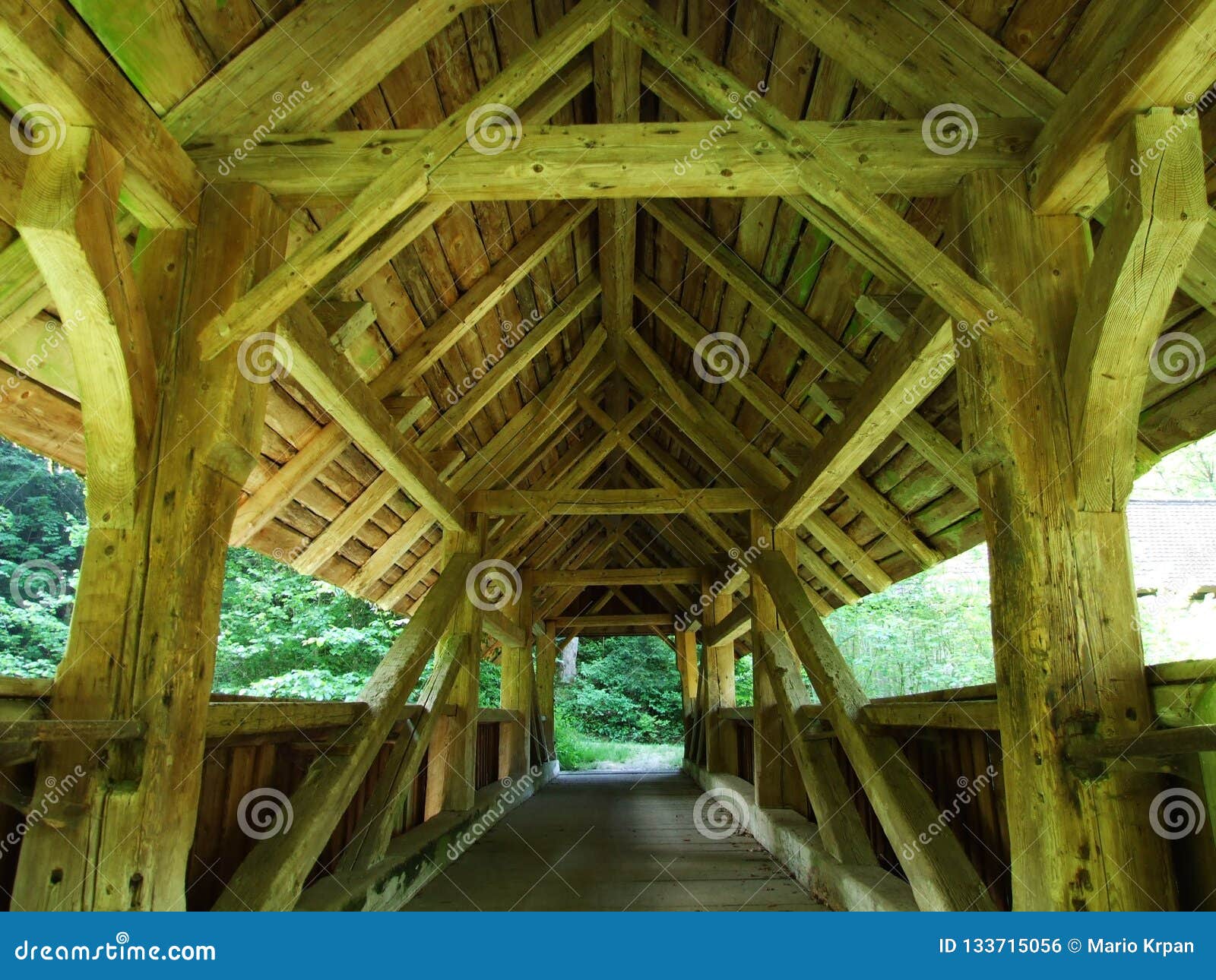 The Construction of a Traditional Wooden Bridge Stock Photo - Image of ...