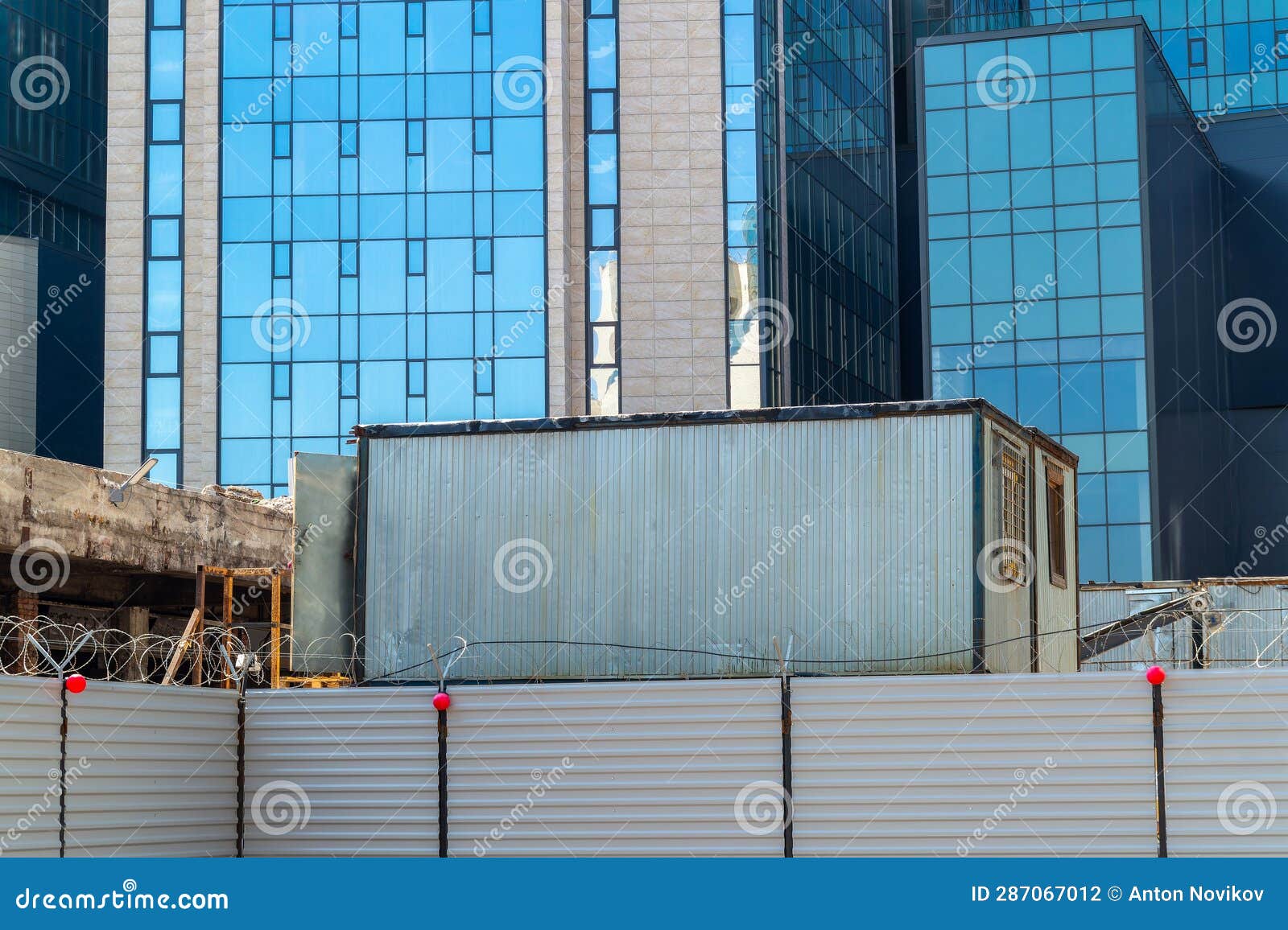 Construction Trailers for Workers on a Construction Site Against the ...