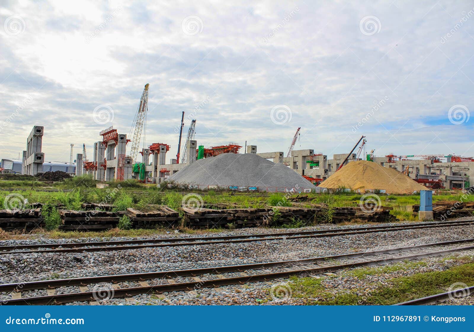 Construction Train Rail Platform in Thailand Stock Image - Image of ...