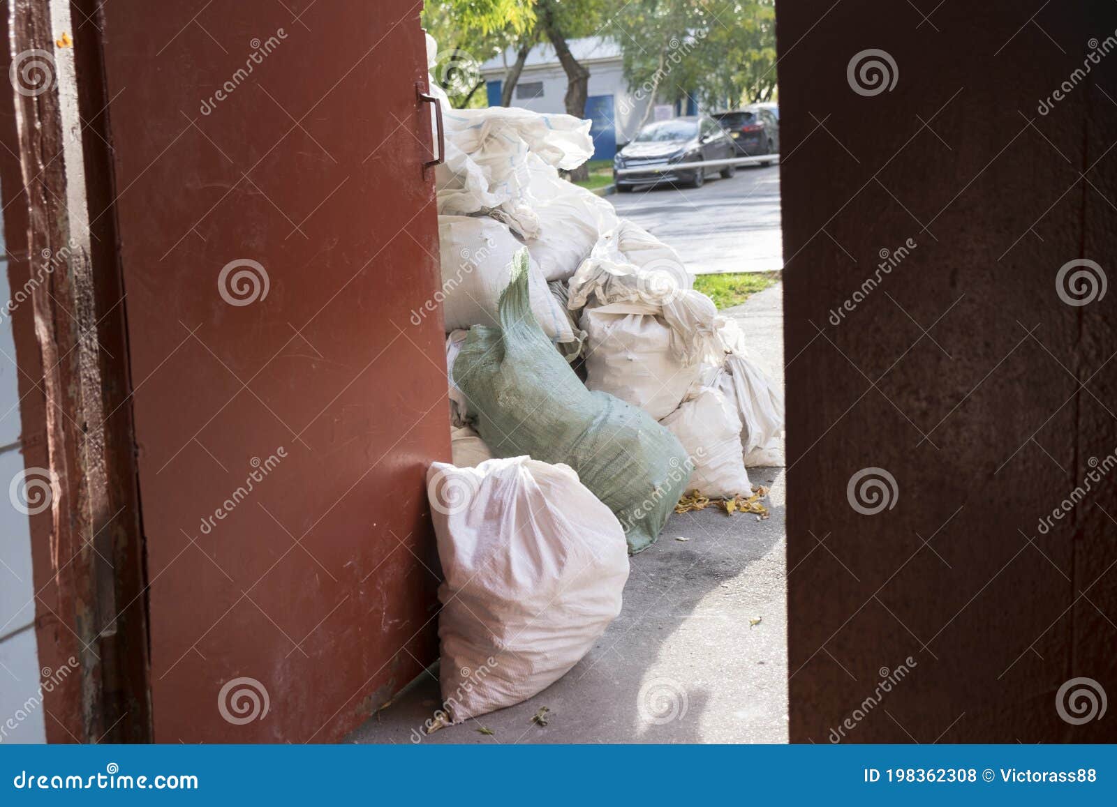 Construction Trash Packed in Sacks Stock Photo - Image of pile, sacks ...
