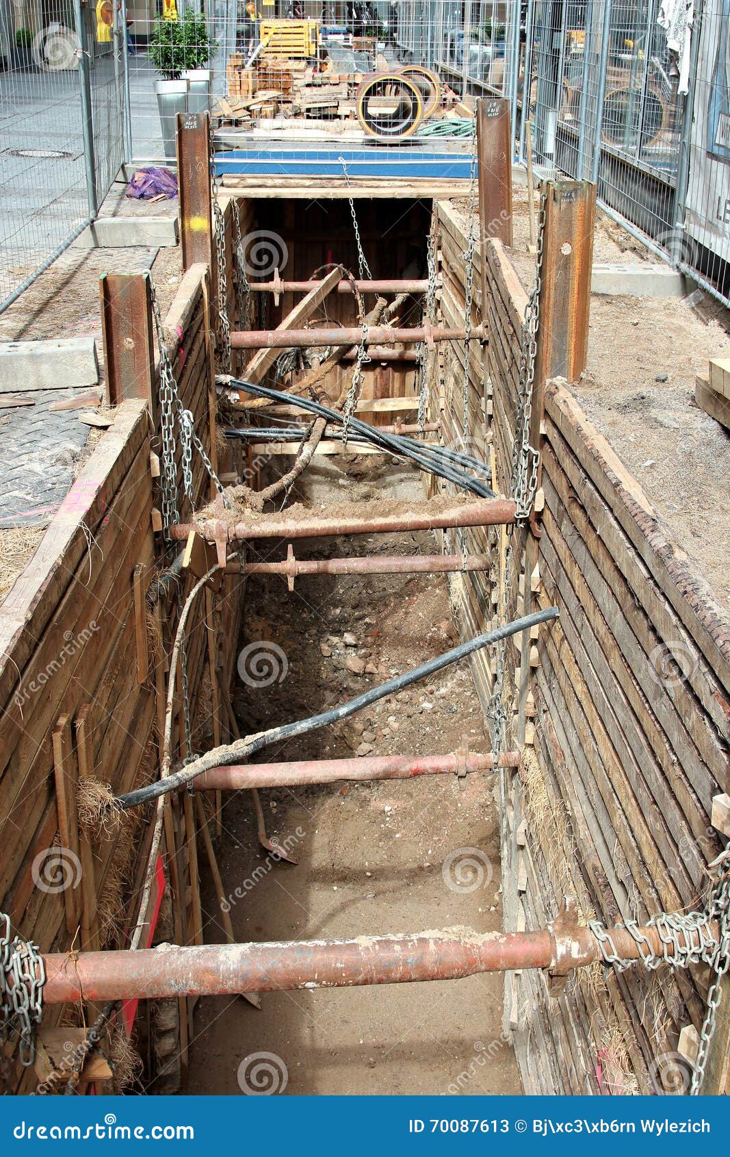 Construction trench stock image. Image of engineering - 70087613