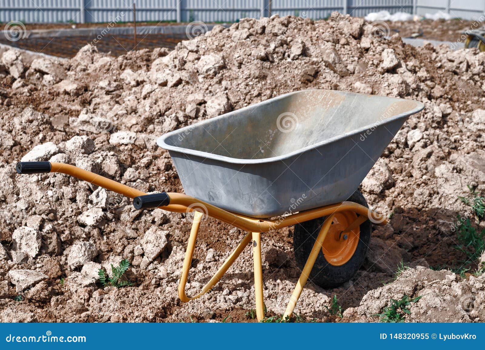 Construction Trolley and Equipment on the Background of the Foundation ...