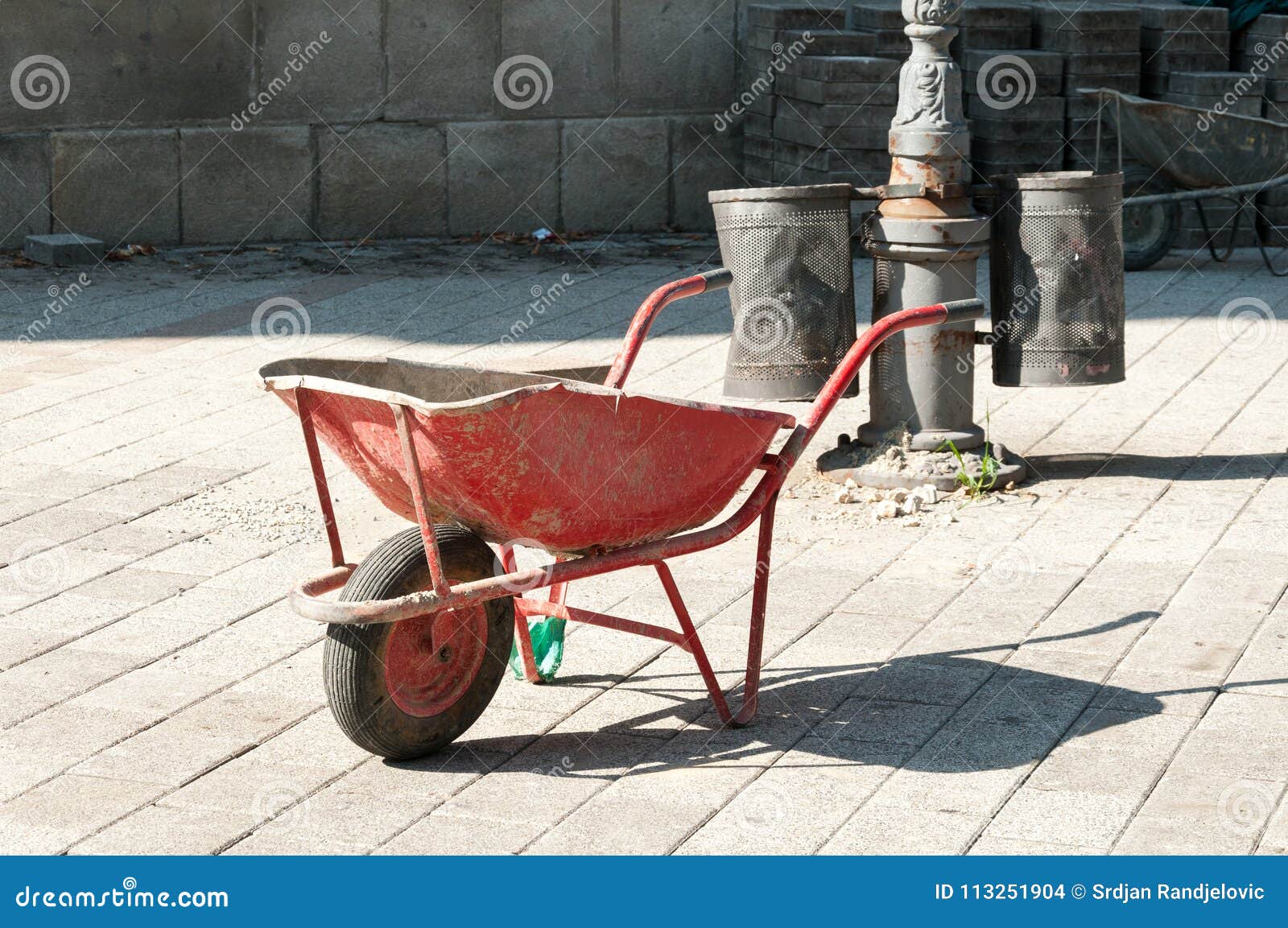 Construction Trolley on the Street Reconstruction Pavement Site in the ...