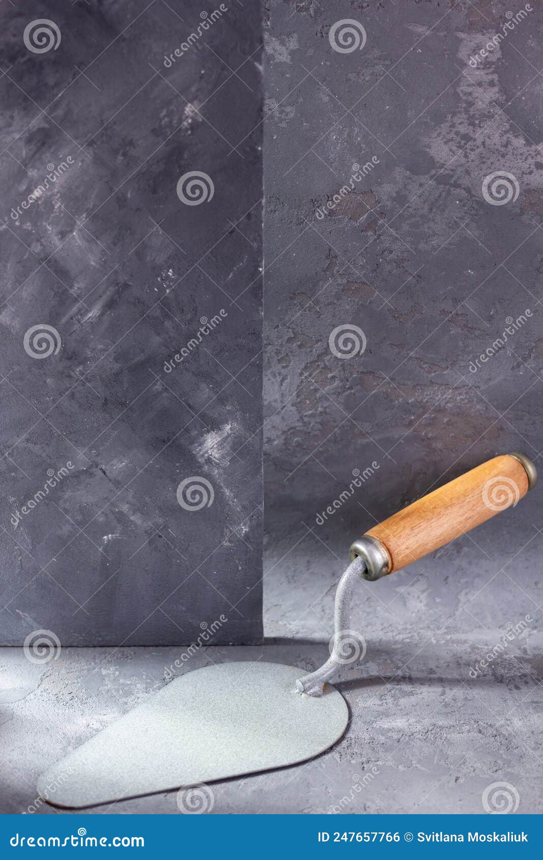 Construction Trowel Tool on Cement Background. Mason Tools on Concrete ...