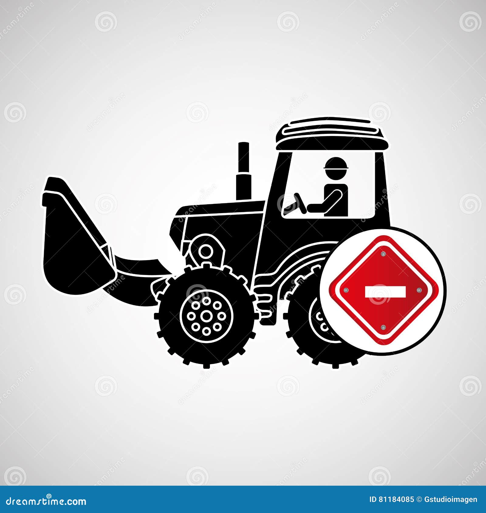 Construction Truck Concept Road Sign Stop Design Stock Vector ...
