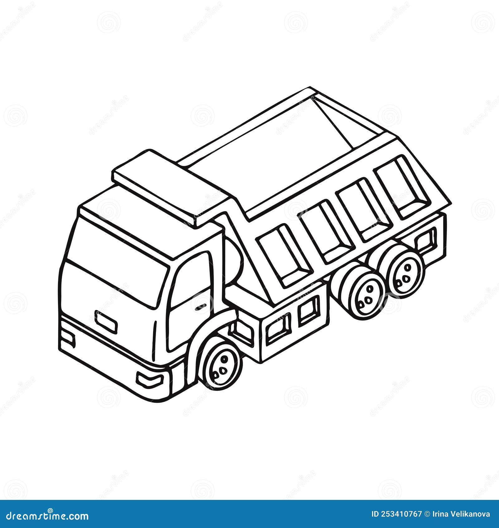 Construction Truck, Dump Truck Line Vector Illustration Stock Vector ...