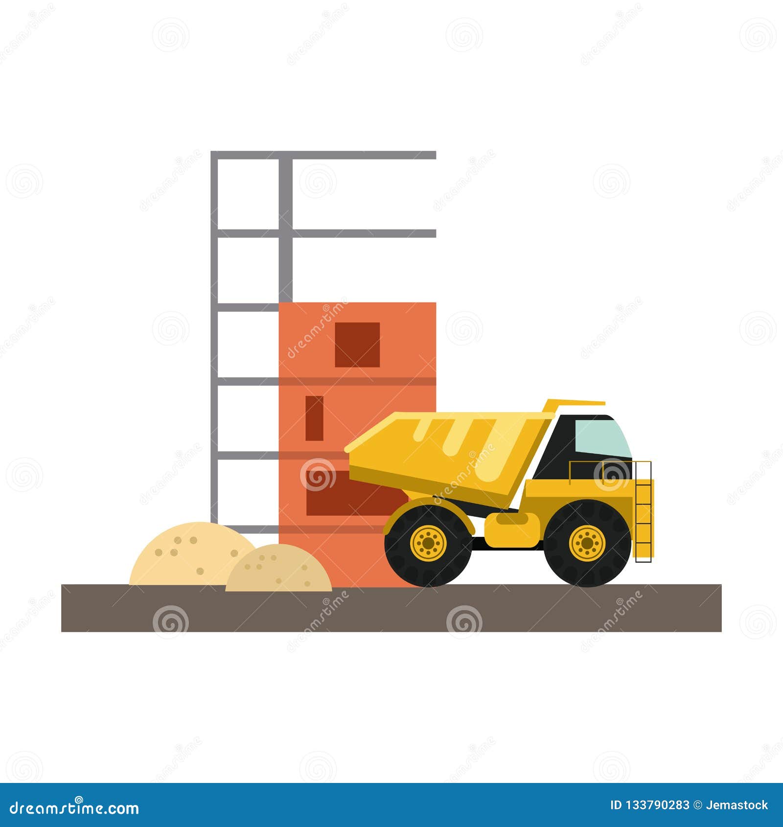 Construction Truck Loading Sand Stock Vector - Illustration of ...
