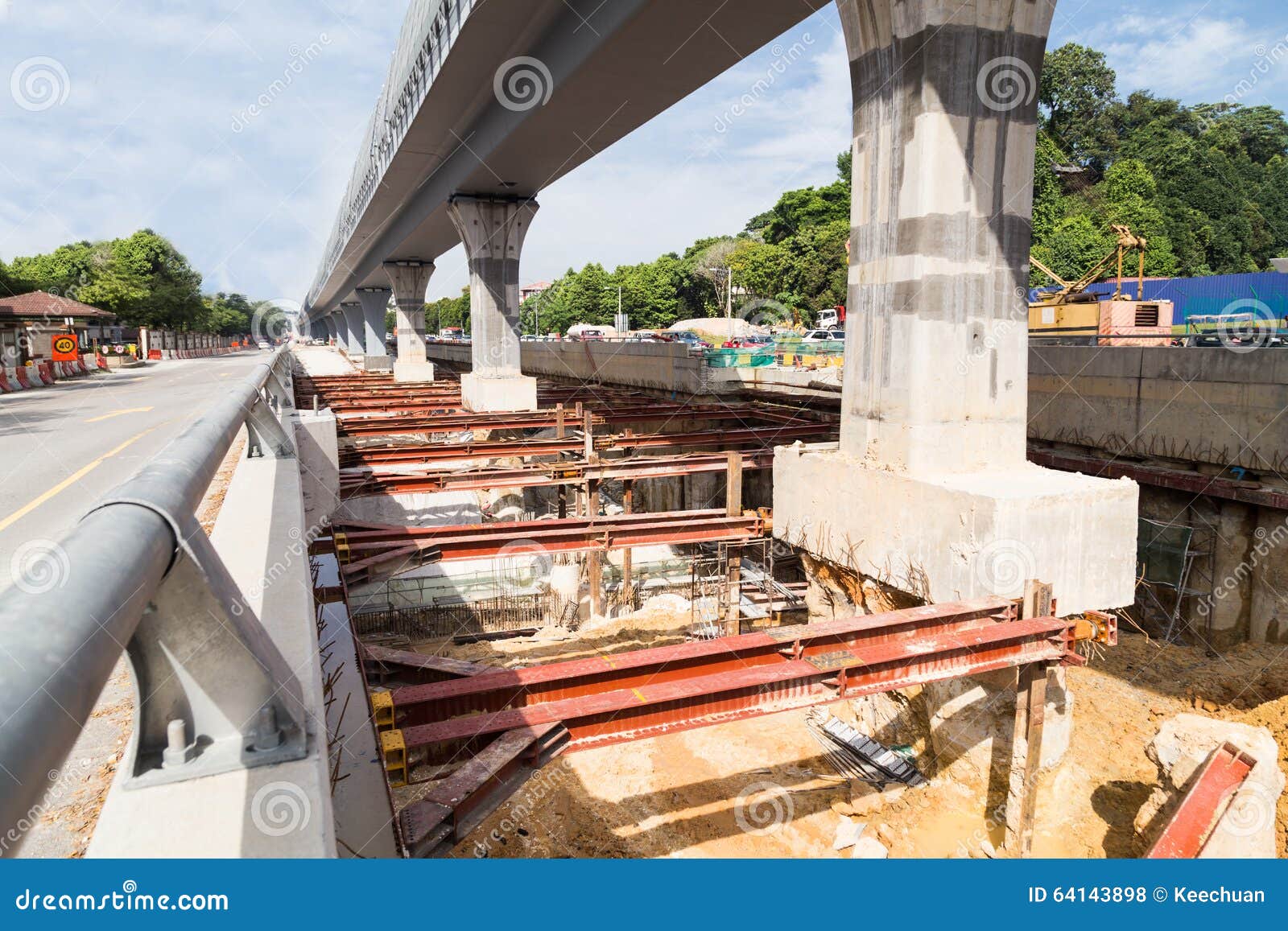 Construction of Tunnel Underpass Beneath Train Line within City Stock ...