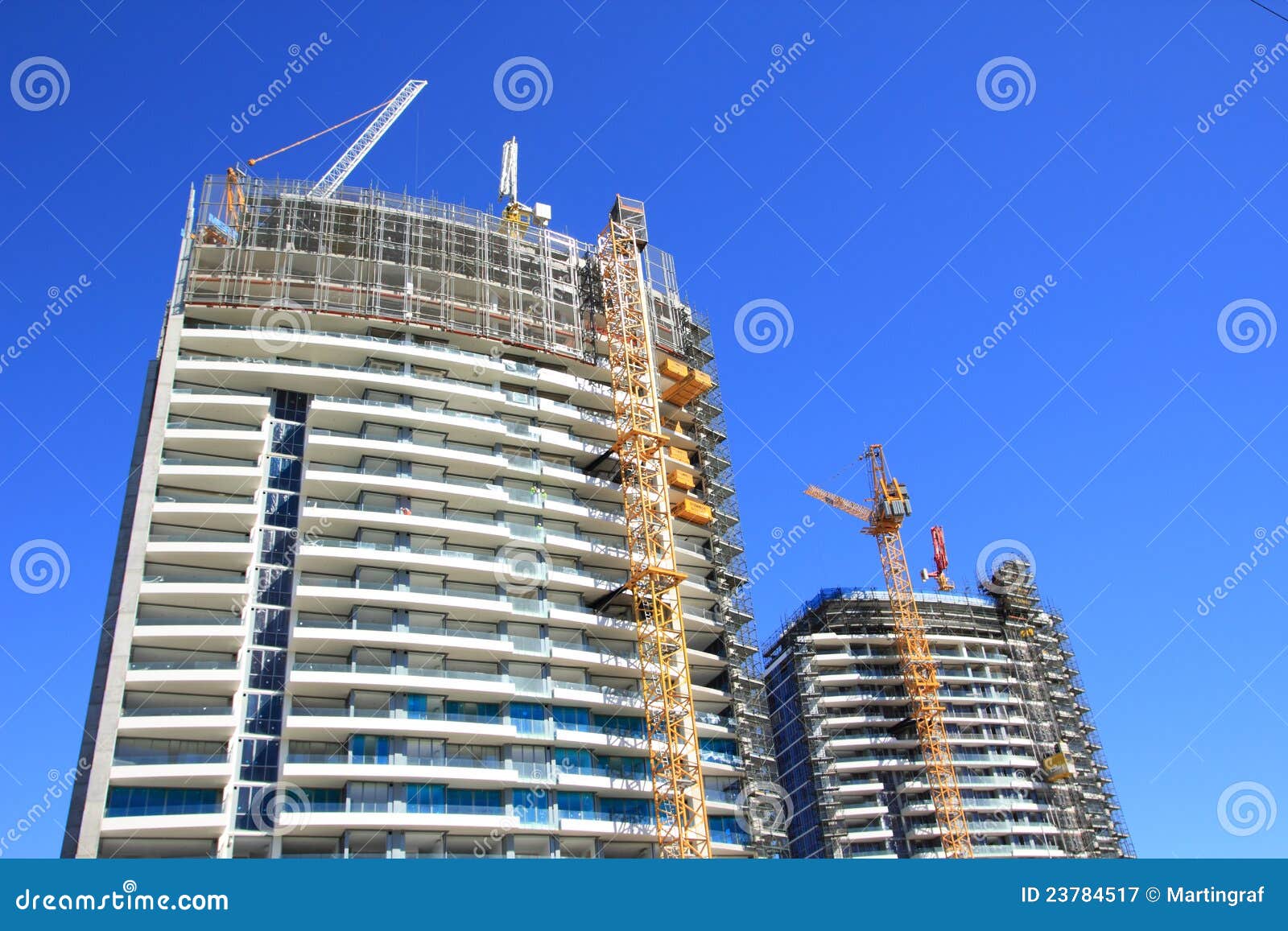 Construction of Two High-rise Buildings Stock Image - Image of bracing ...