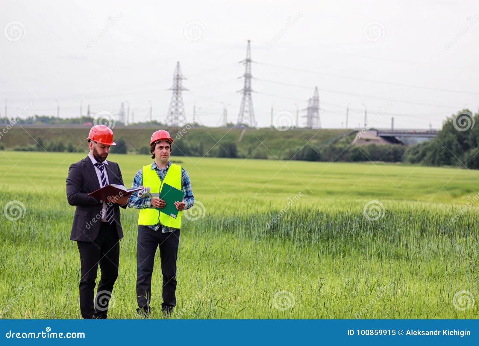 Construction Two Man in the Field Stock Image - Image of coworker, hard ...