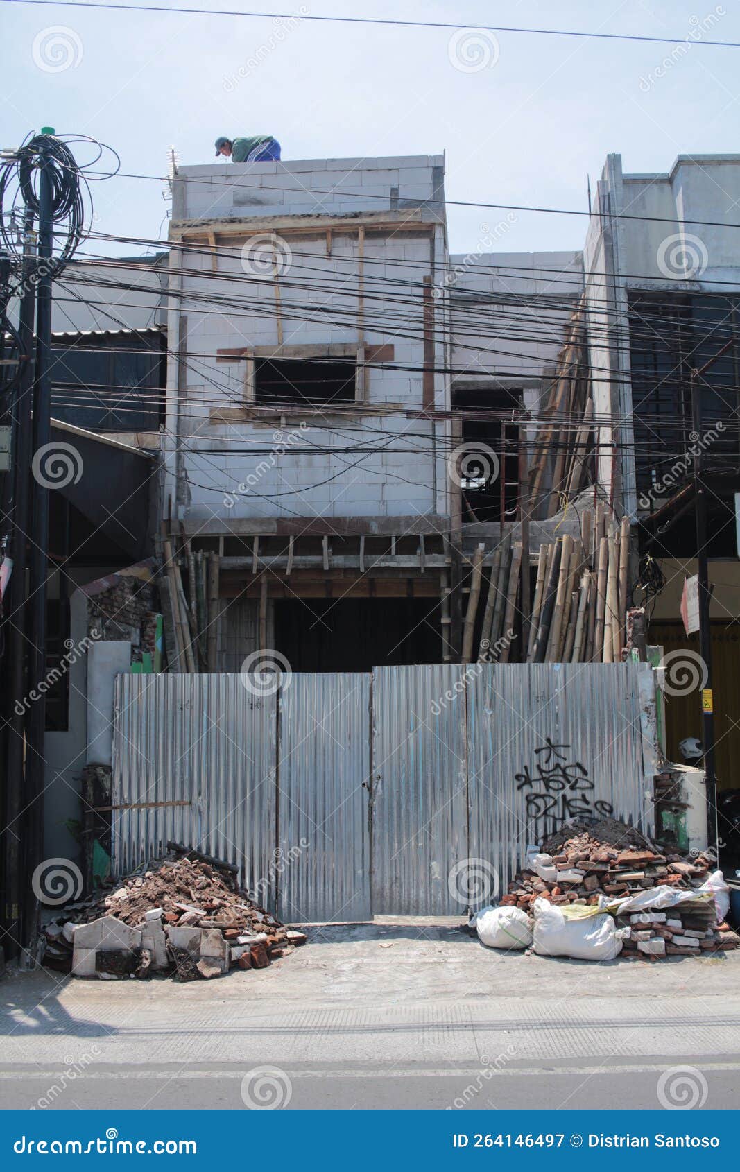 Construction of a Two Storey Shophouse Stock Image - Image of shop ...