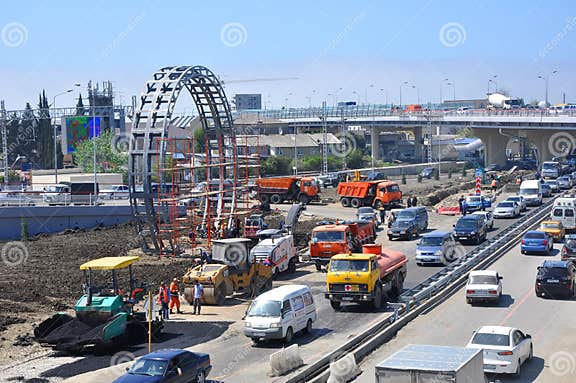 Construction of a Two-tier Road Interchange Editorial Photo - Image of ...