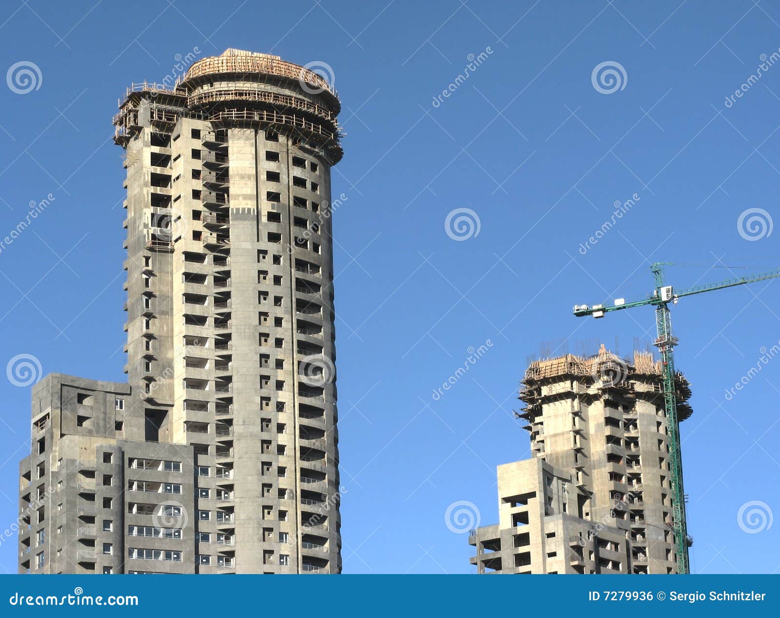 Construction of Two Tower Building Stock Photo - Image of tall, cement ...