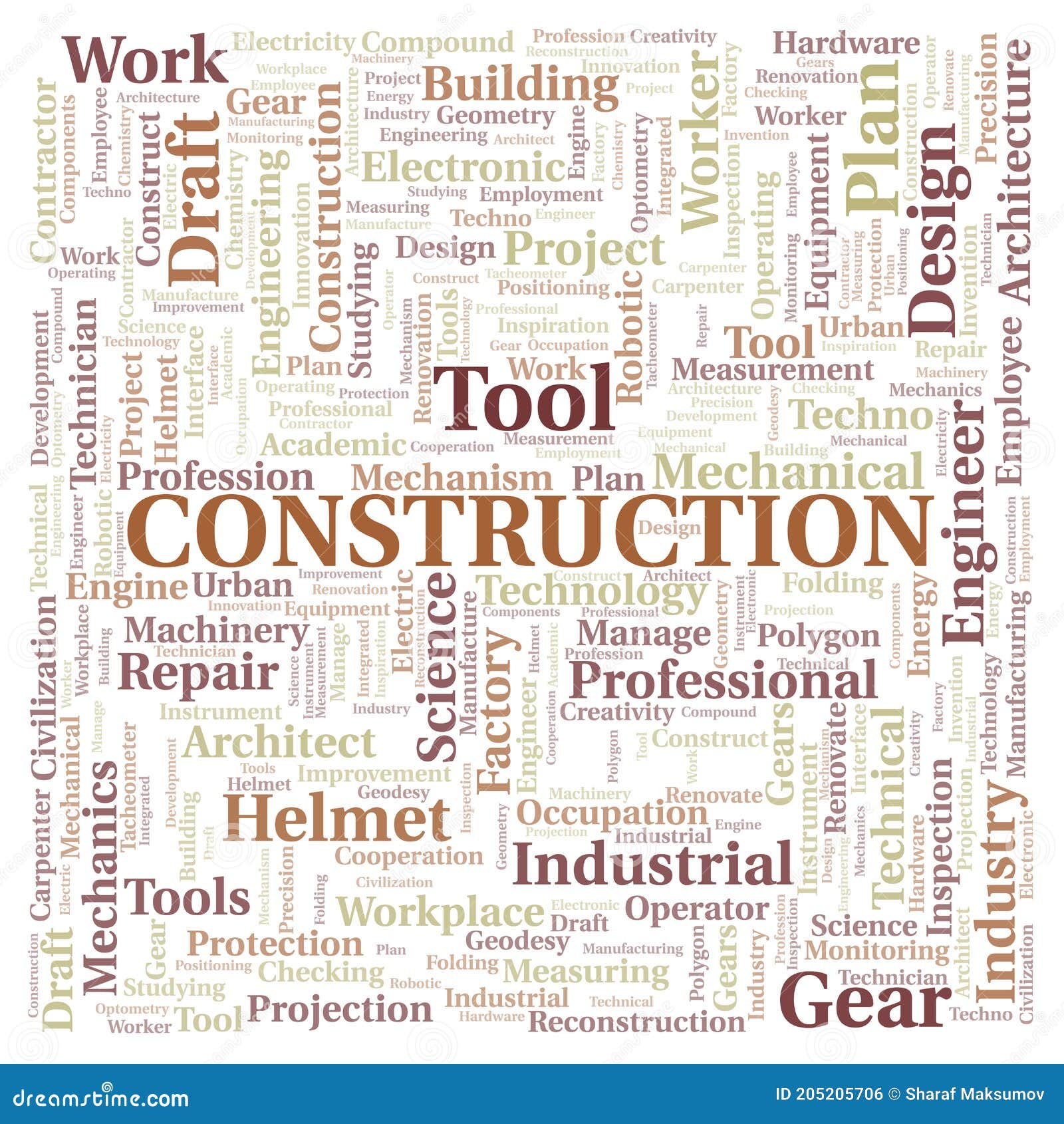Construction Typography Word Cloud Create with the Text only Stock ...