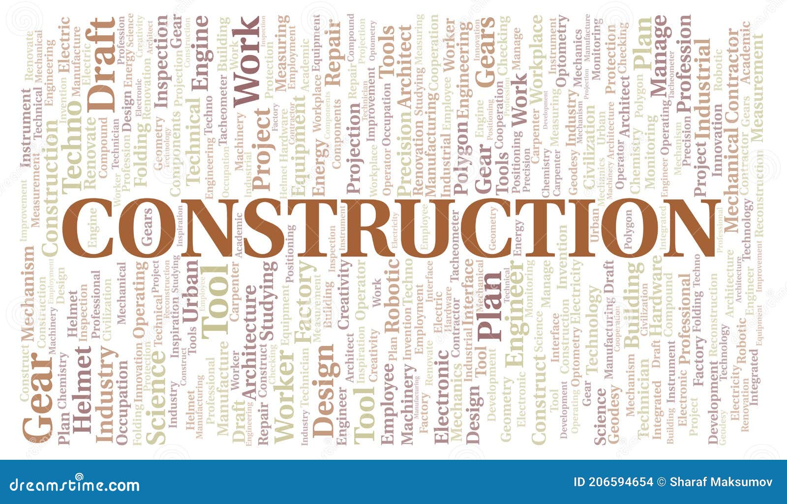 Construction Typography Word Cloud Create with the Text only Stock ...