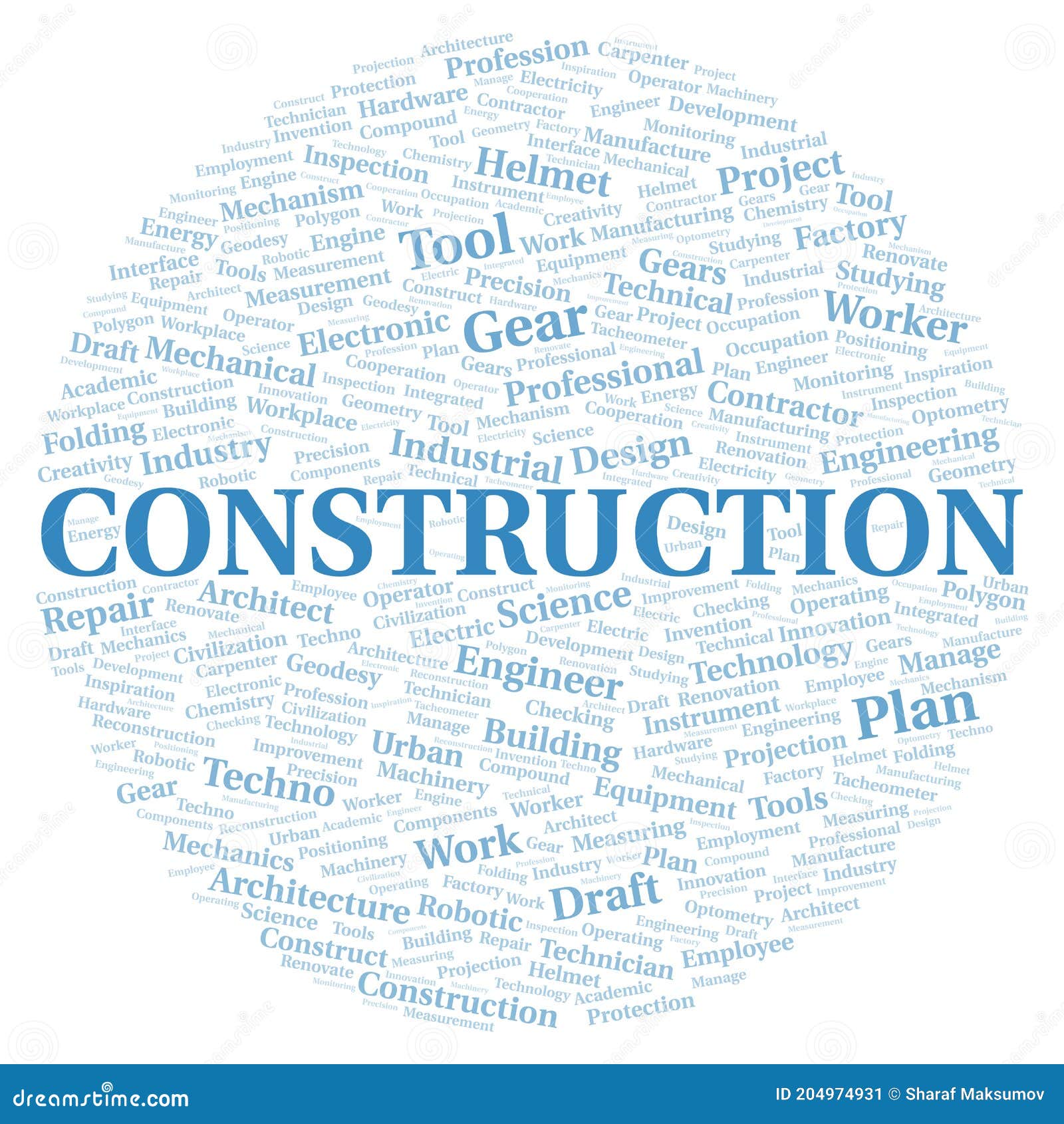 Construction Typography Word Cloud Create with the Text only Stock ...
