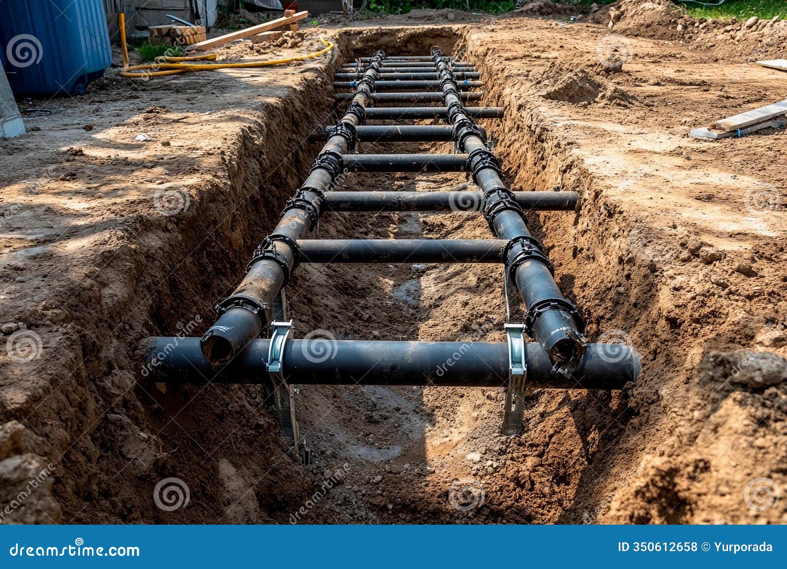 Construction of Underground Piping System at a Development Site during ...