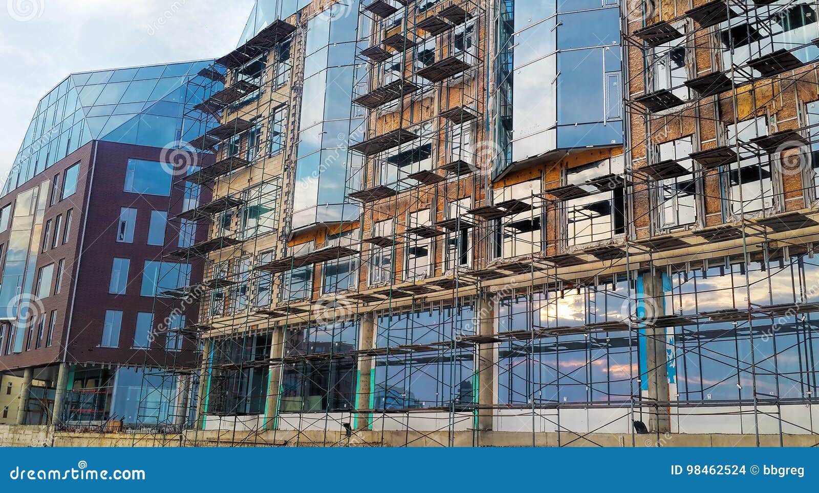 Scaffolding For Installation Of Glass Facade Panels Royalty-Free Stock ...