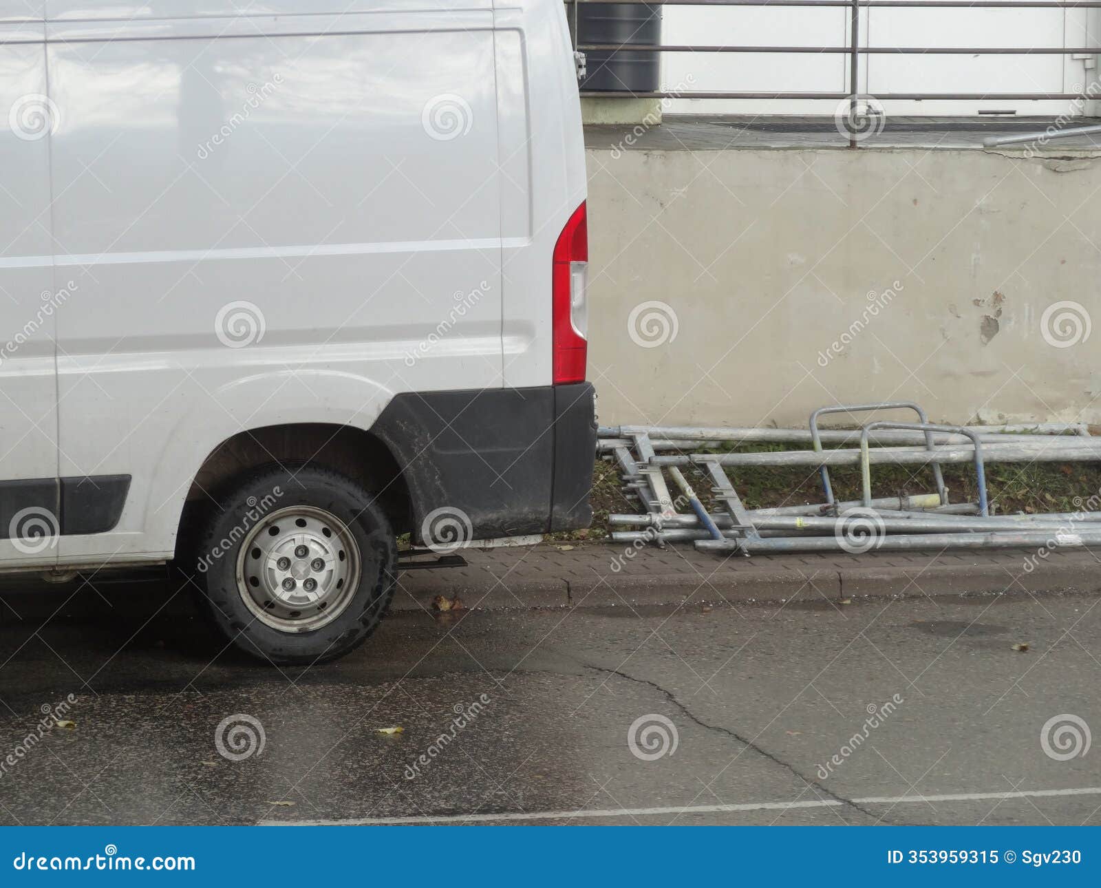 Construction Van with Scaffolding Stock Image - Image of scaffolding ...