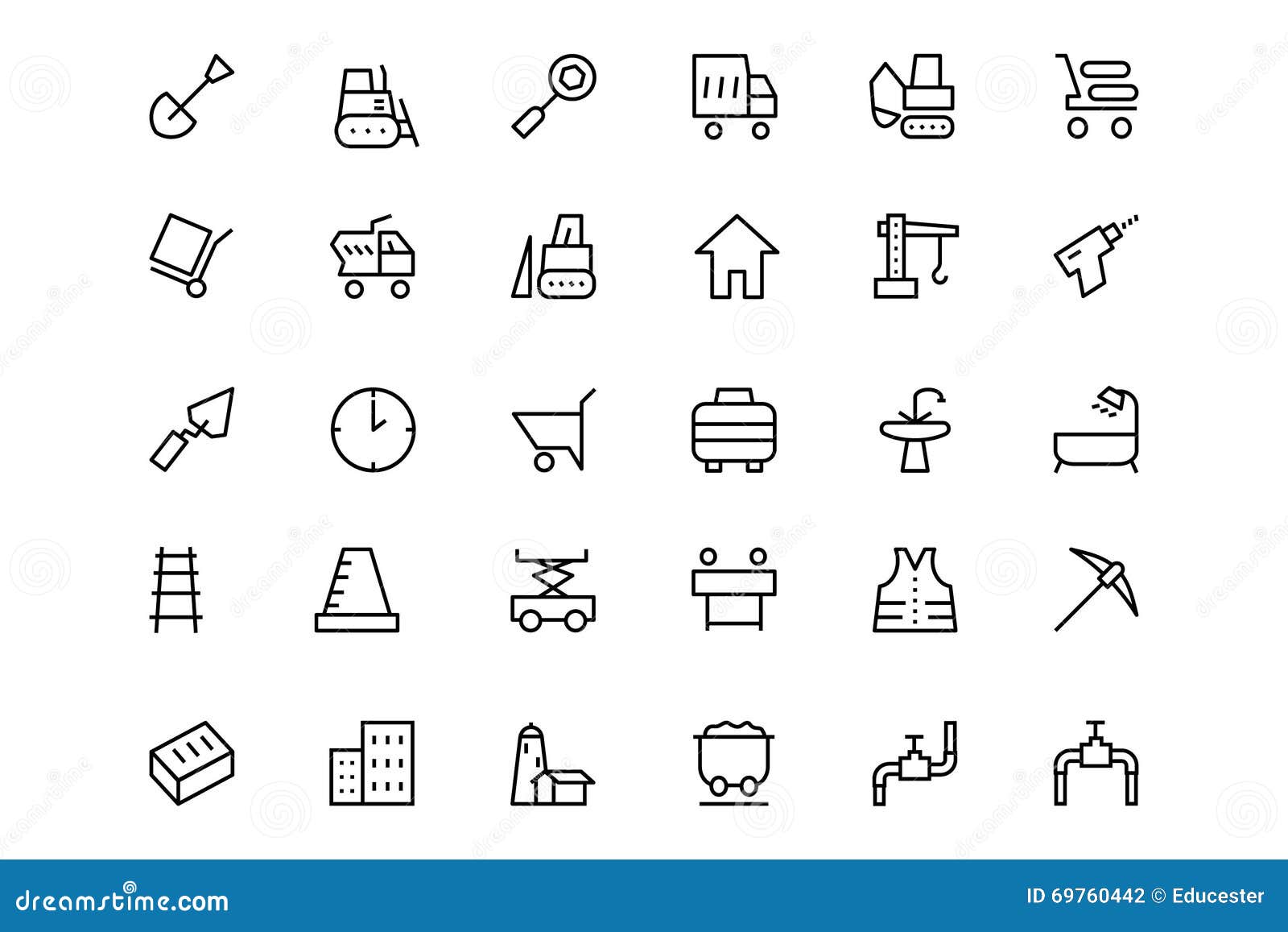 Construction Vector Line Icons 2 Stock Illustration - Illustration of ...