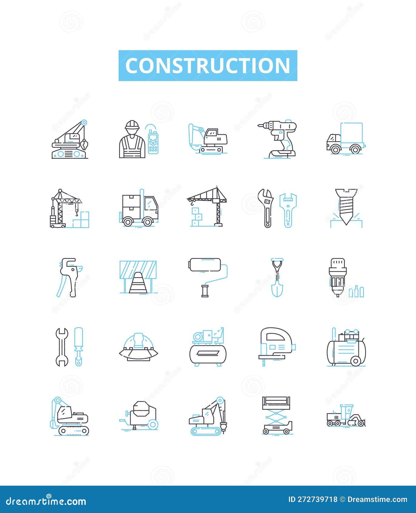 Construction Vector Line Icons Set. Build, Structure, Construct ...