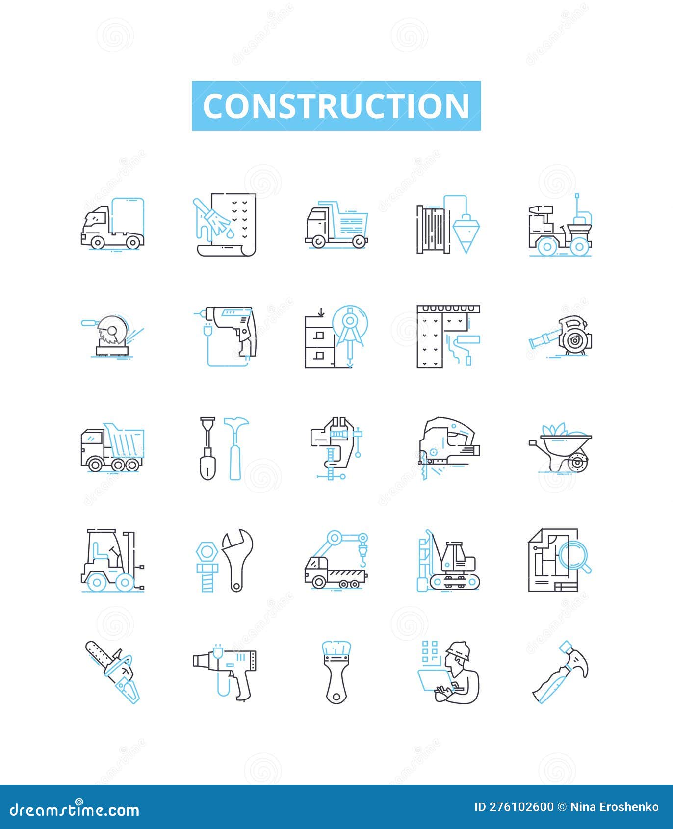 Construction Vector Line Icons Set. Build, Structure, Construct ...