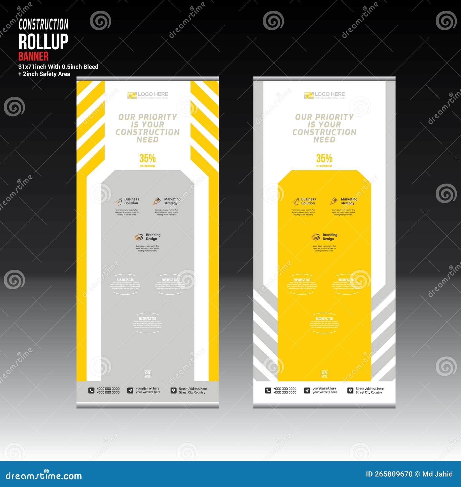 Construction Vector Roll Up Banner Design Stock Illustration ...