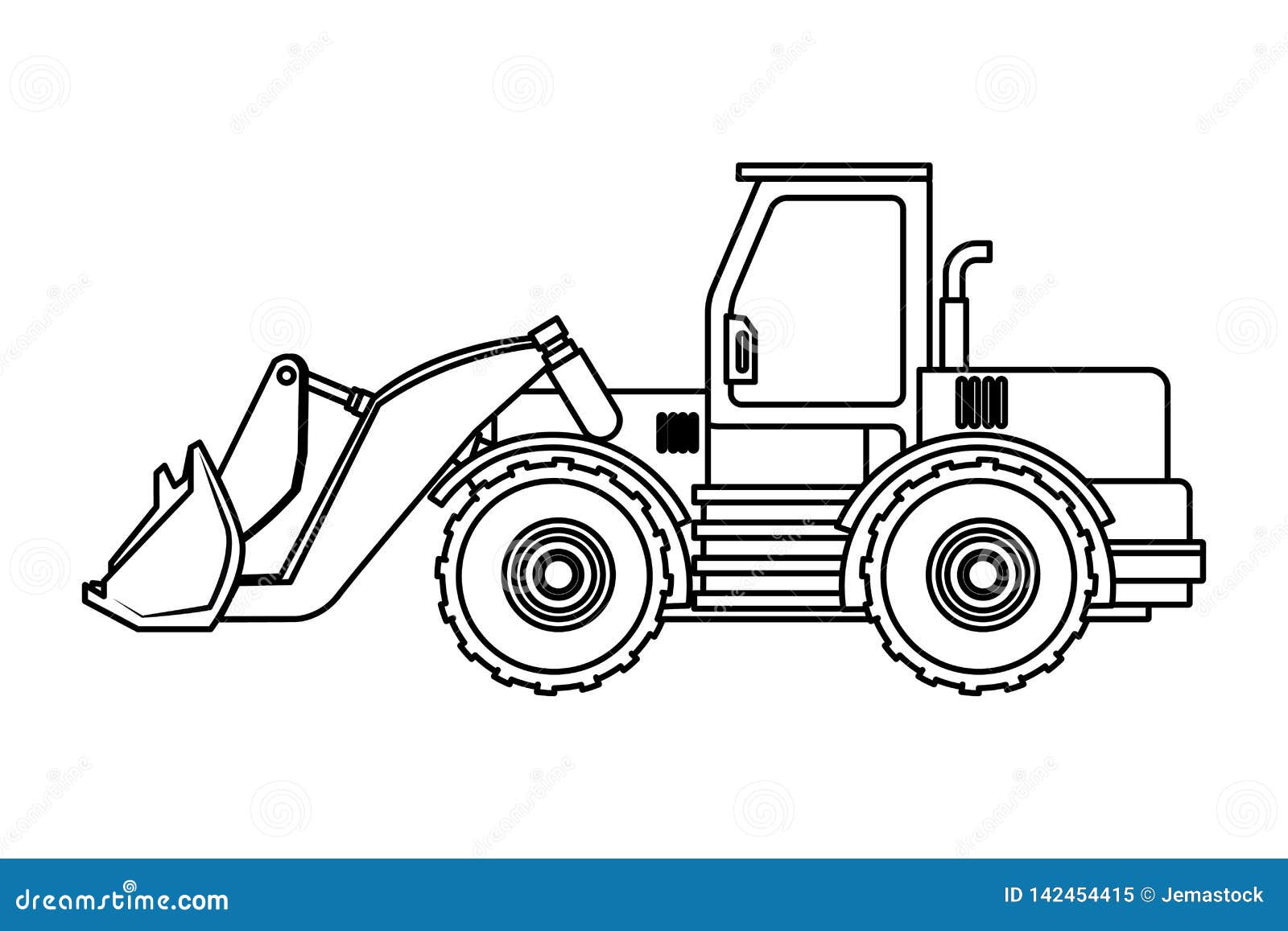 Construction Vehicle Backhoe in Black and White Stock Vector ...