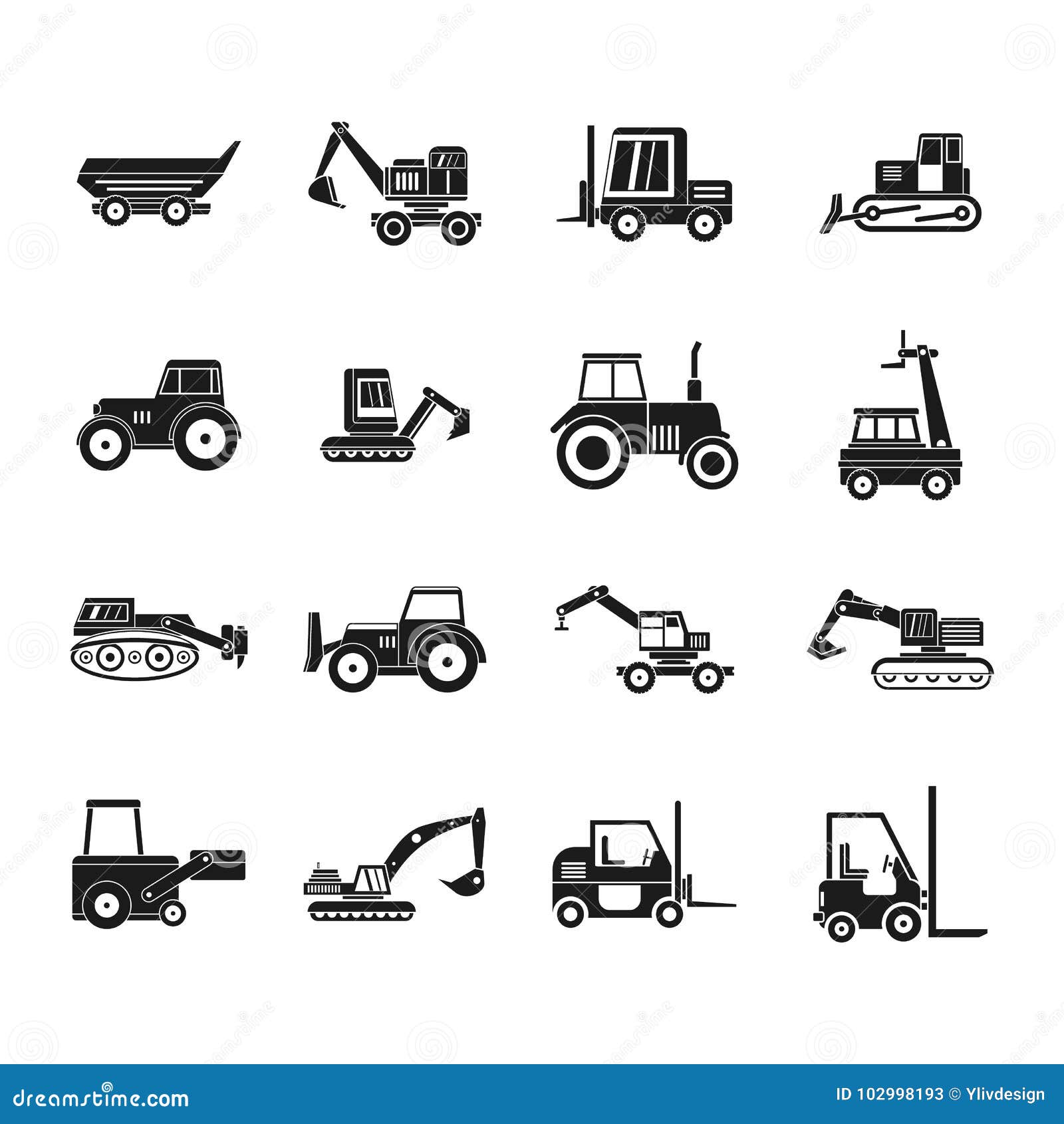 Construction Vehicle Icon Set, Simple Style Stock Vector - Illustration ...