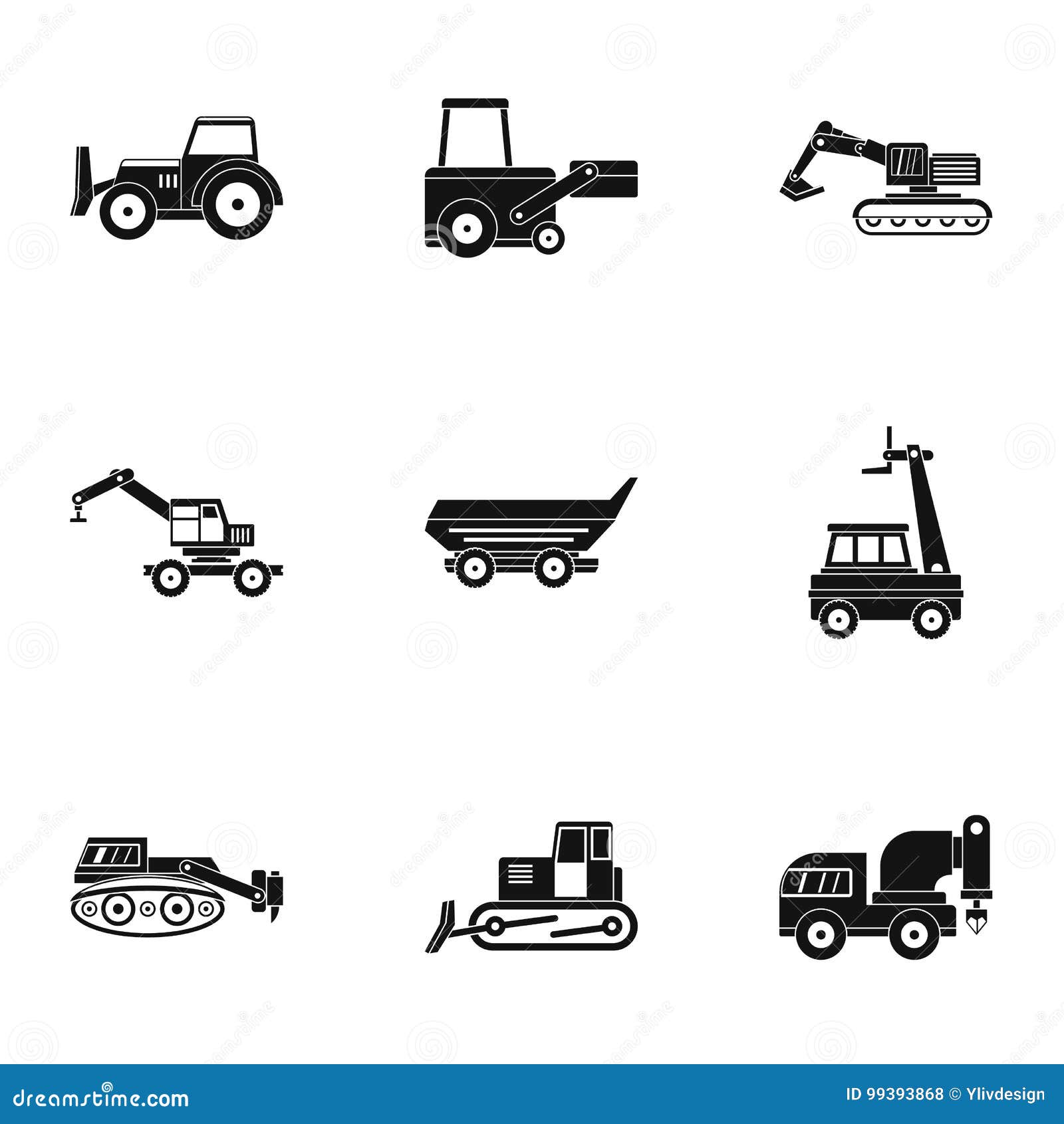 Construction Vehicle Icon Set, Simple Style Stock Vector - Illustration ...