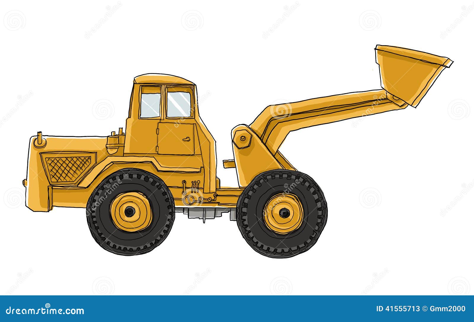 Construction Vehicle Steamroller In Black And White Cartoon Vector ...