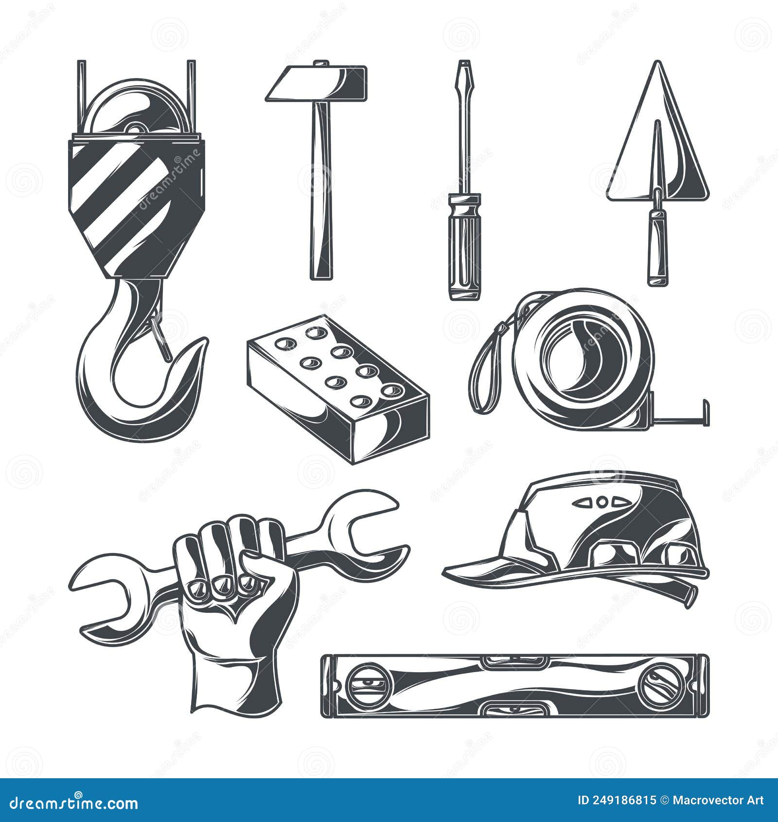 Construction Vehicles Facilities and Building Tools Black Icons Set ...