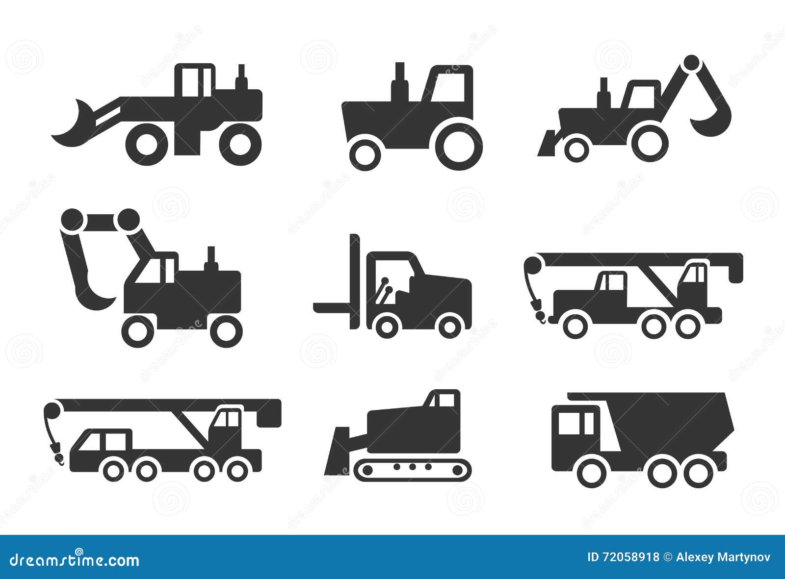 Construction Vehicles Icon Set Stock Vector - Illustration of vehicle ...