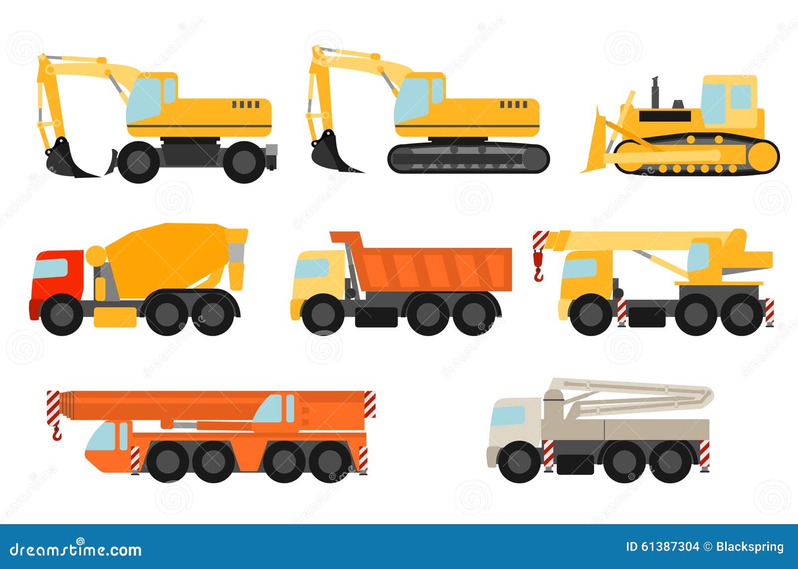Construction vehicles set stock vector. Illustration of excavation ...
