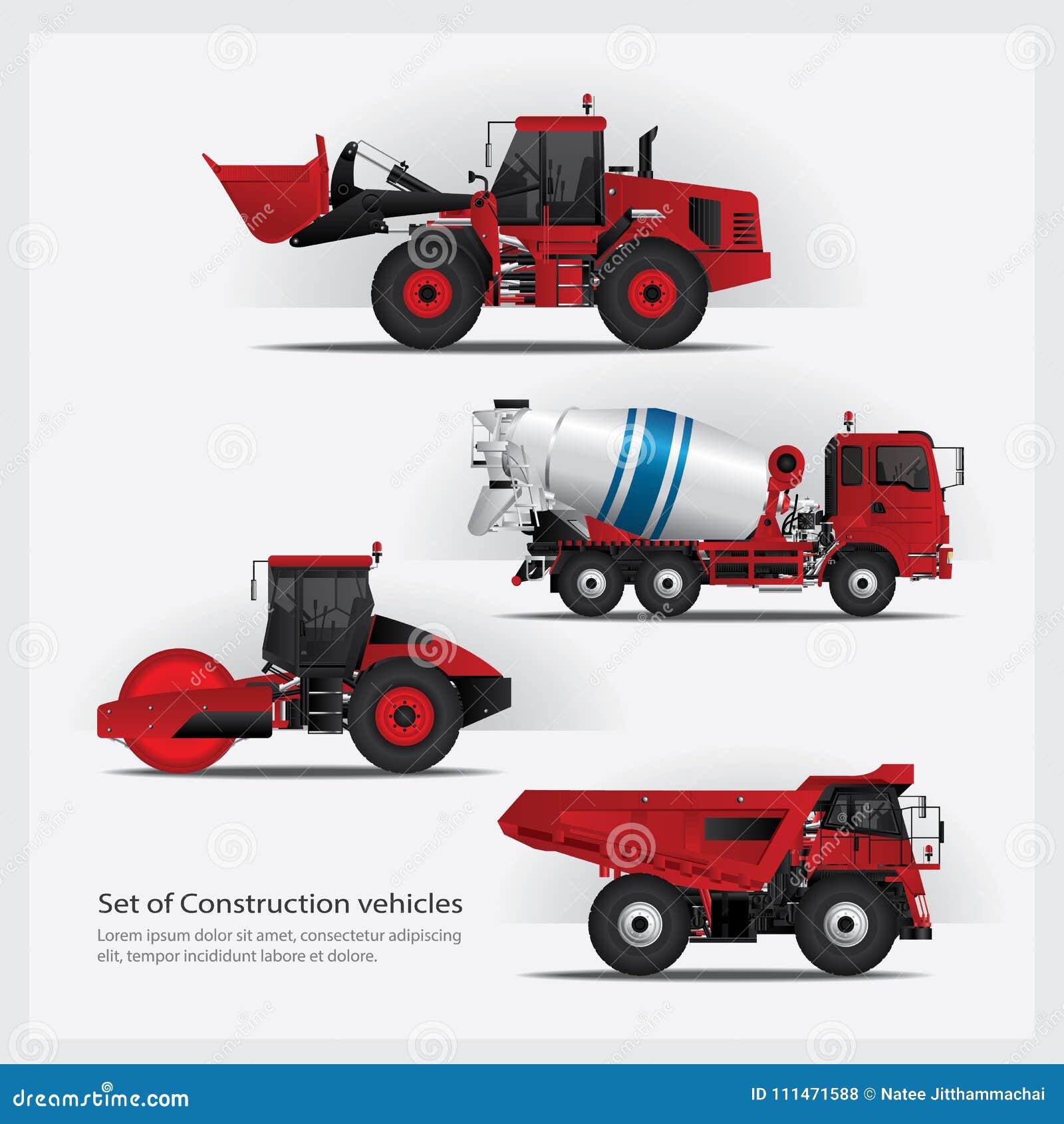 Construction Vehicles Set stock vector. Illustration of industry ...