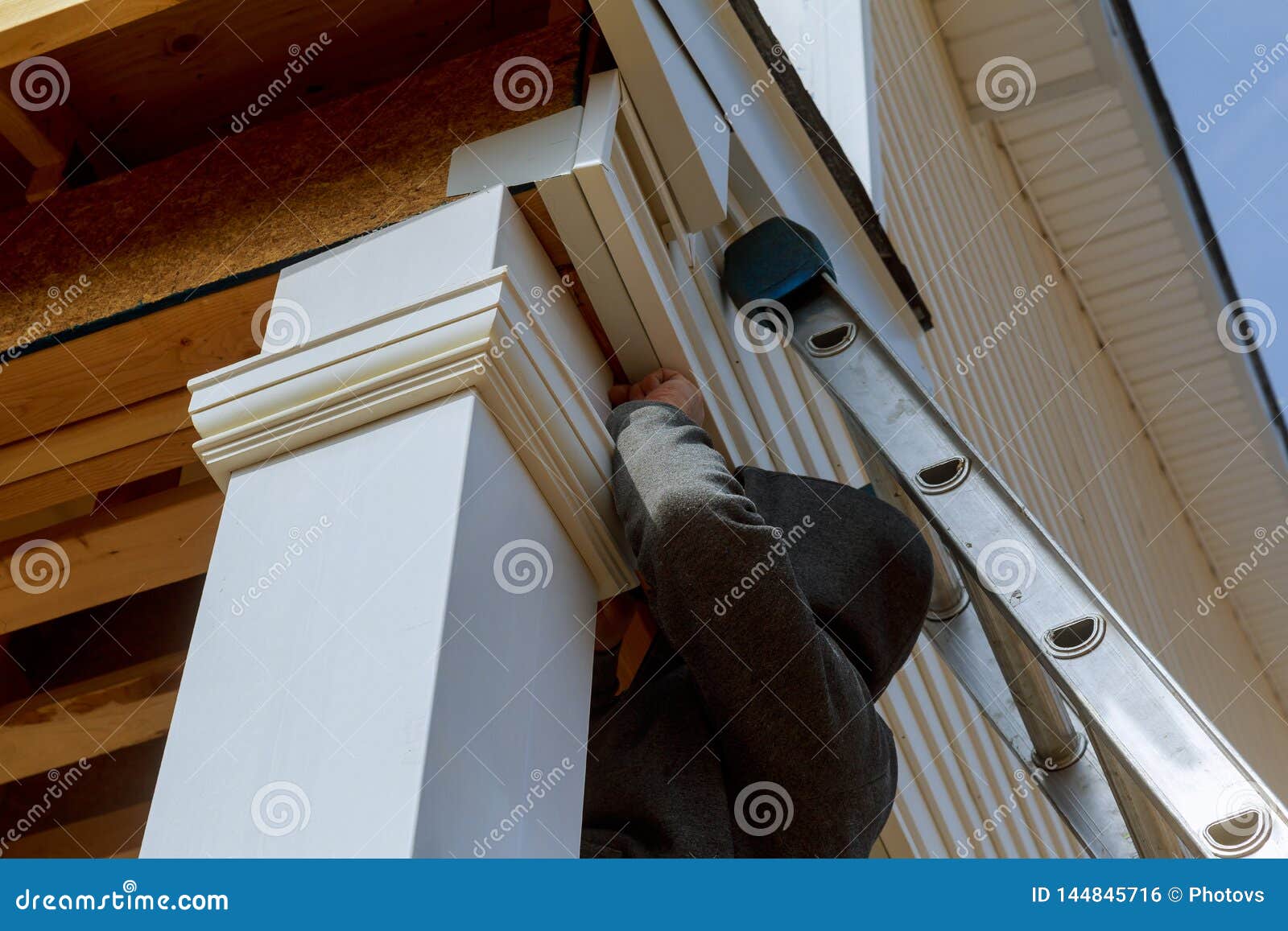 Construction of Vertical of Few Wooden Column Stand on the Foundation ...