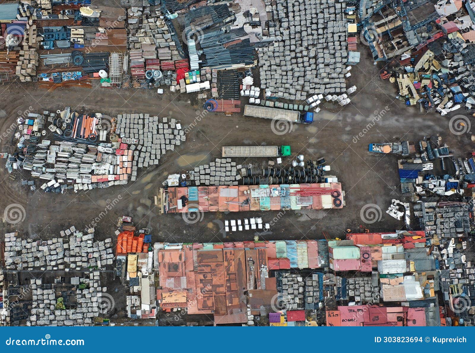 Construction Wagons and Materials Lying on Ground Top View Stock Photo ...