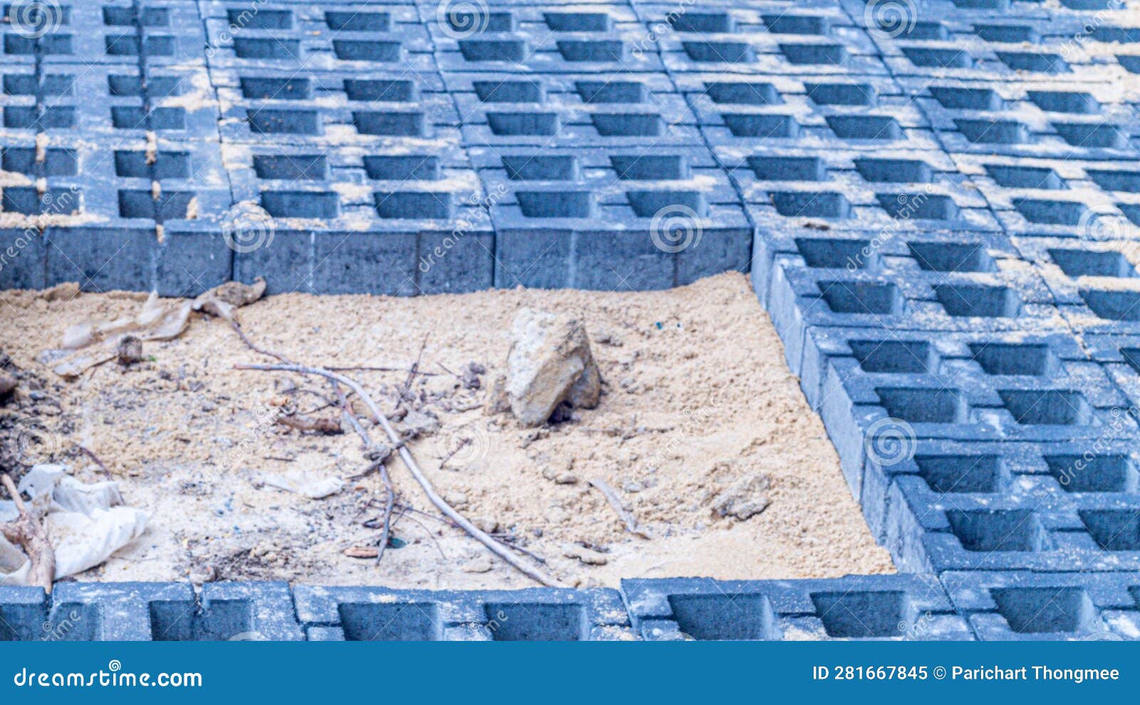Construction Walkway Surface Floor with Brick Blocks Stock Image ...