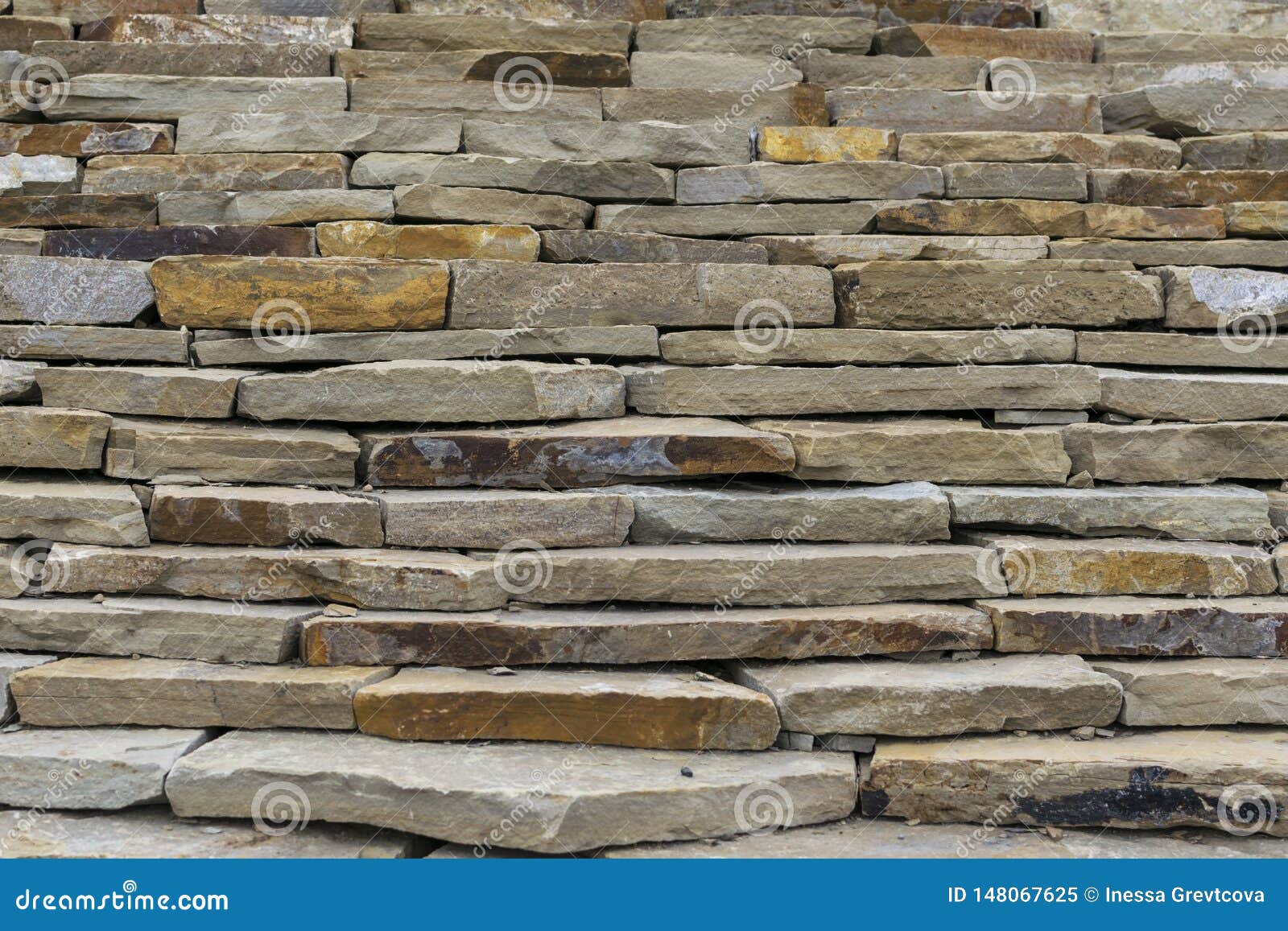 Construction of the Wall of Natural Stone. Stock Image - Image of pile ...