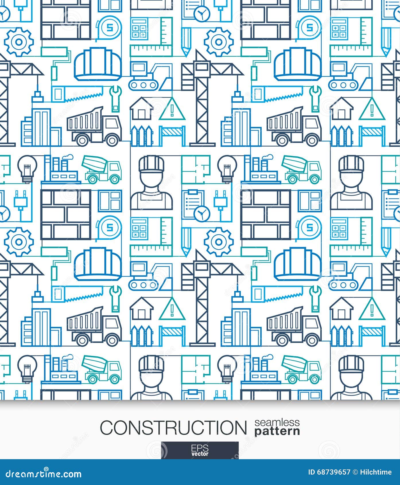 Construction Wallpaper. Build Connected Seamless Pattern Stock Vector ...