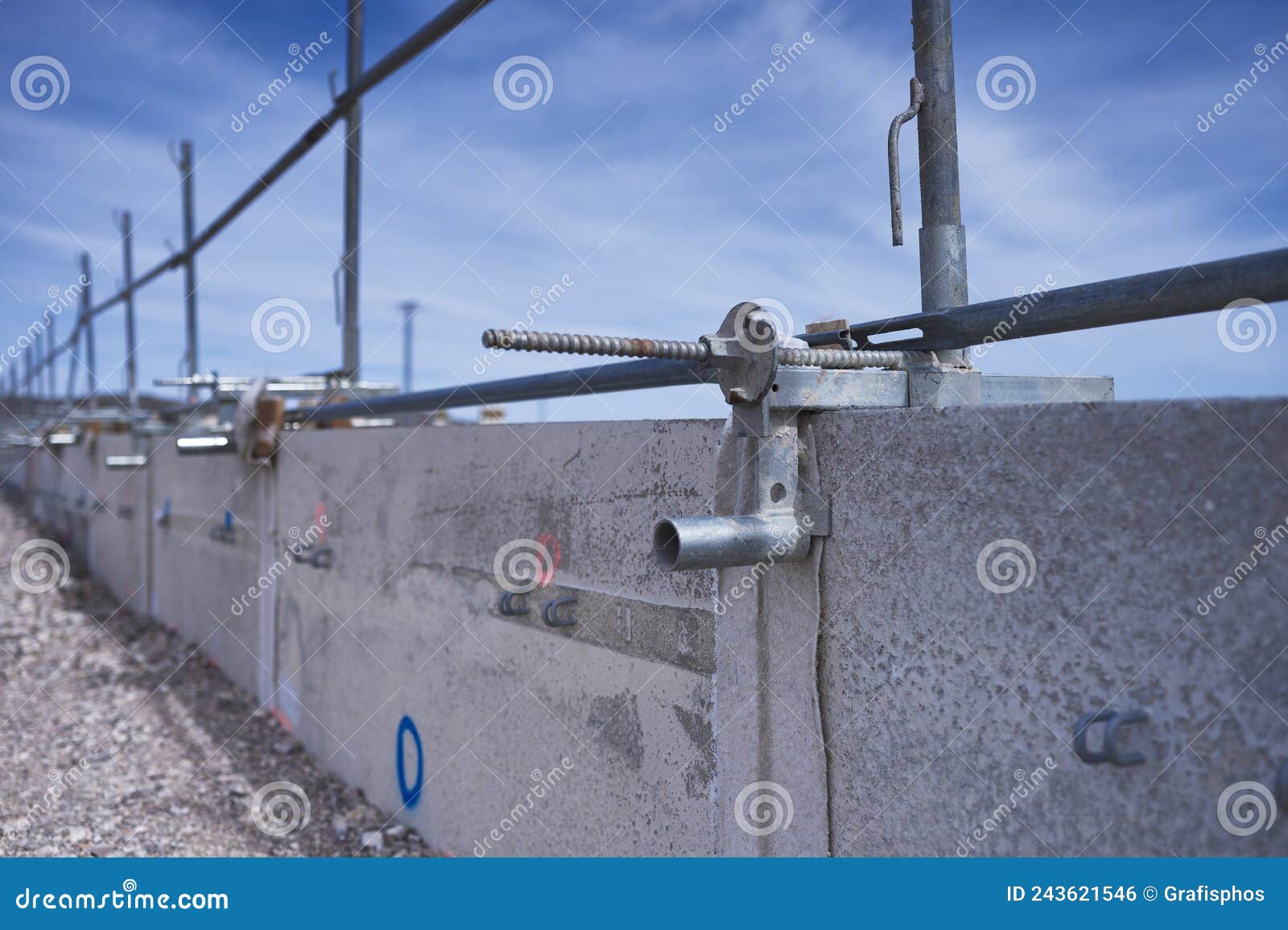 Construction of the Walls of a Bridge on a Freeway Stock Photo - Image ...