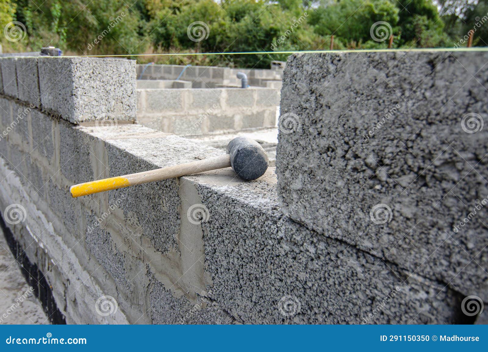 Construction of Walls from Expanded Clay Concrete Blocks Stock Photo ...