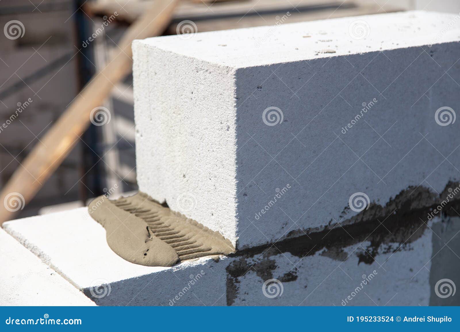 Construction of the Walls of the House from Foam Concrete Bricks Stock ...