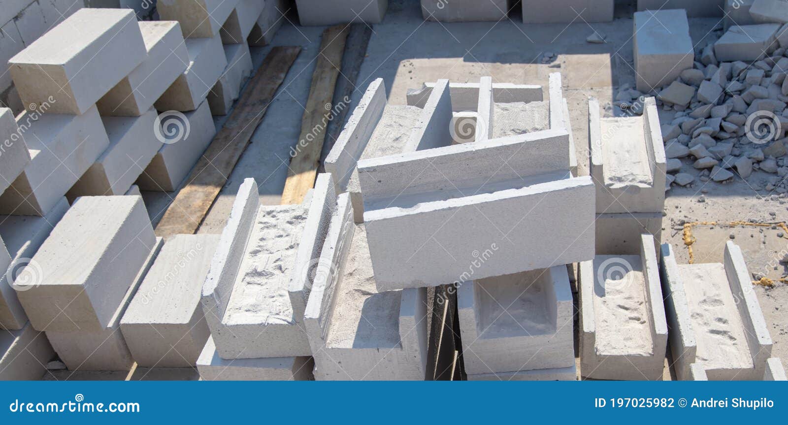 Construction of the Walls of the House from Foam Concrete Bricks Stock ...