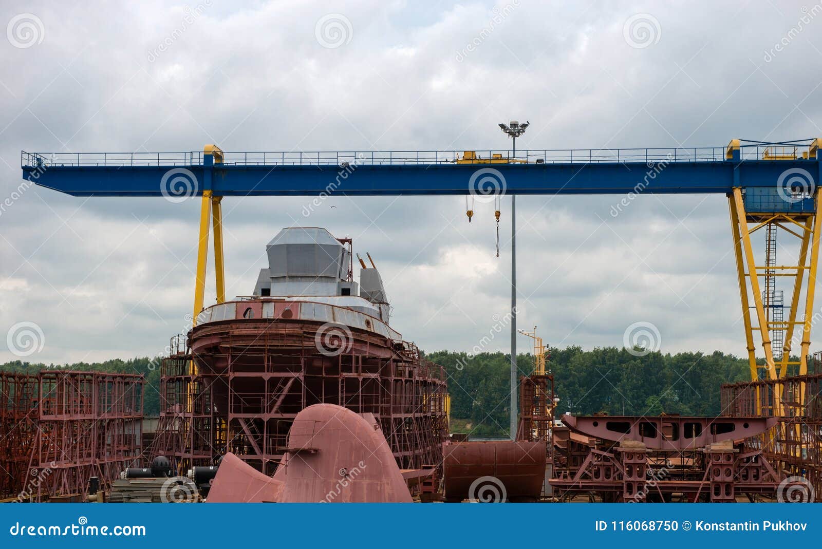Construction of a warship stock photo. Image of cargo - 116068750