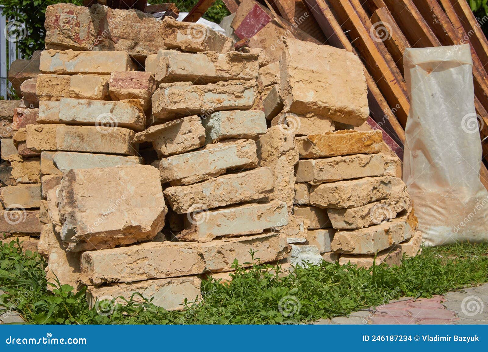 Construction Waste from Bricks,pile of Old Bricks in the Yard ...