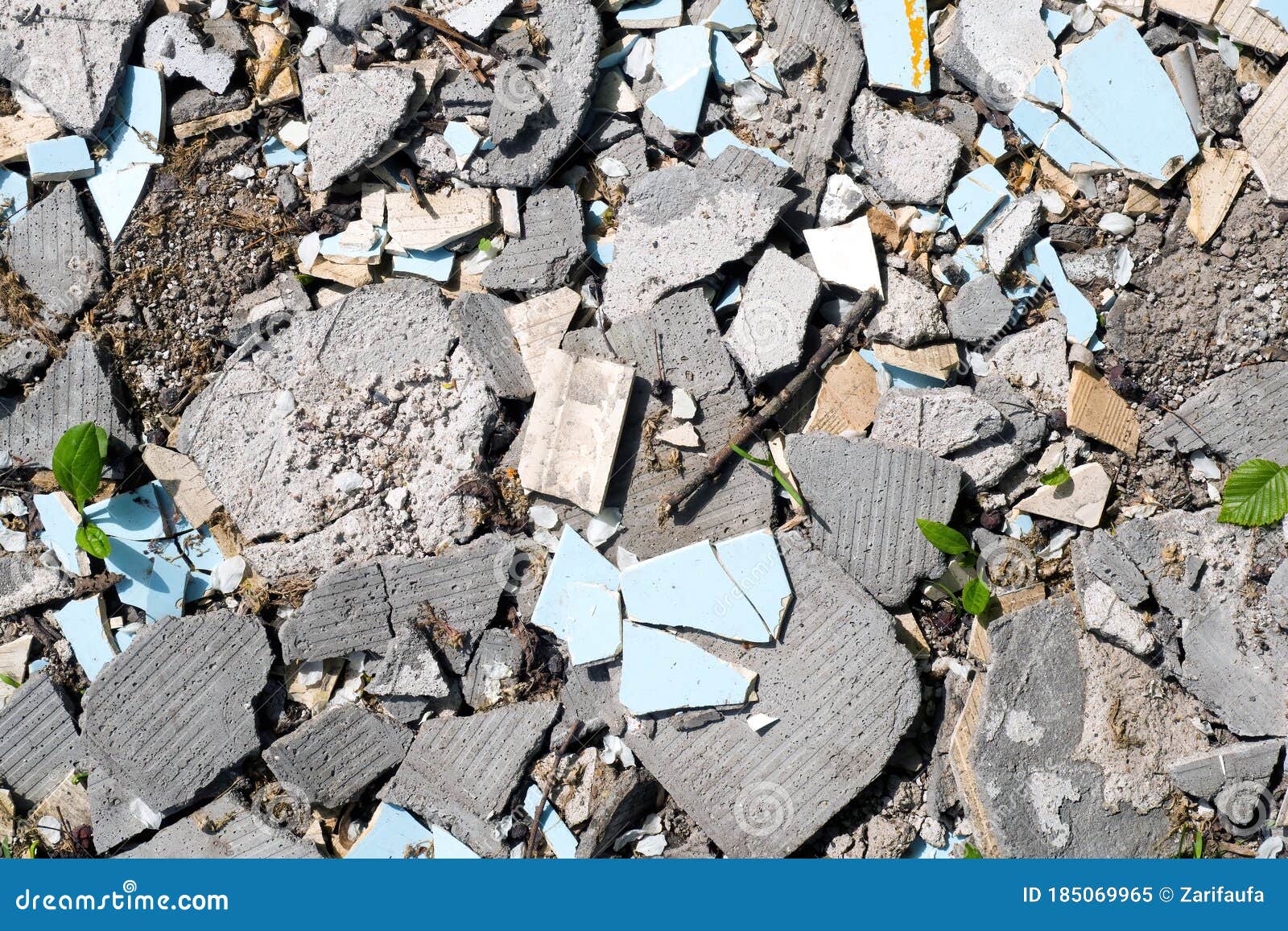 Construction Waste, Broken Concrete Panels, Tiles on Ground in Sunny ...